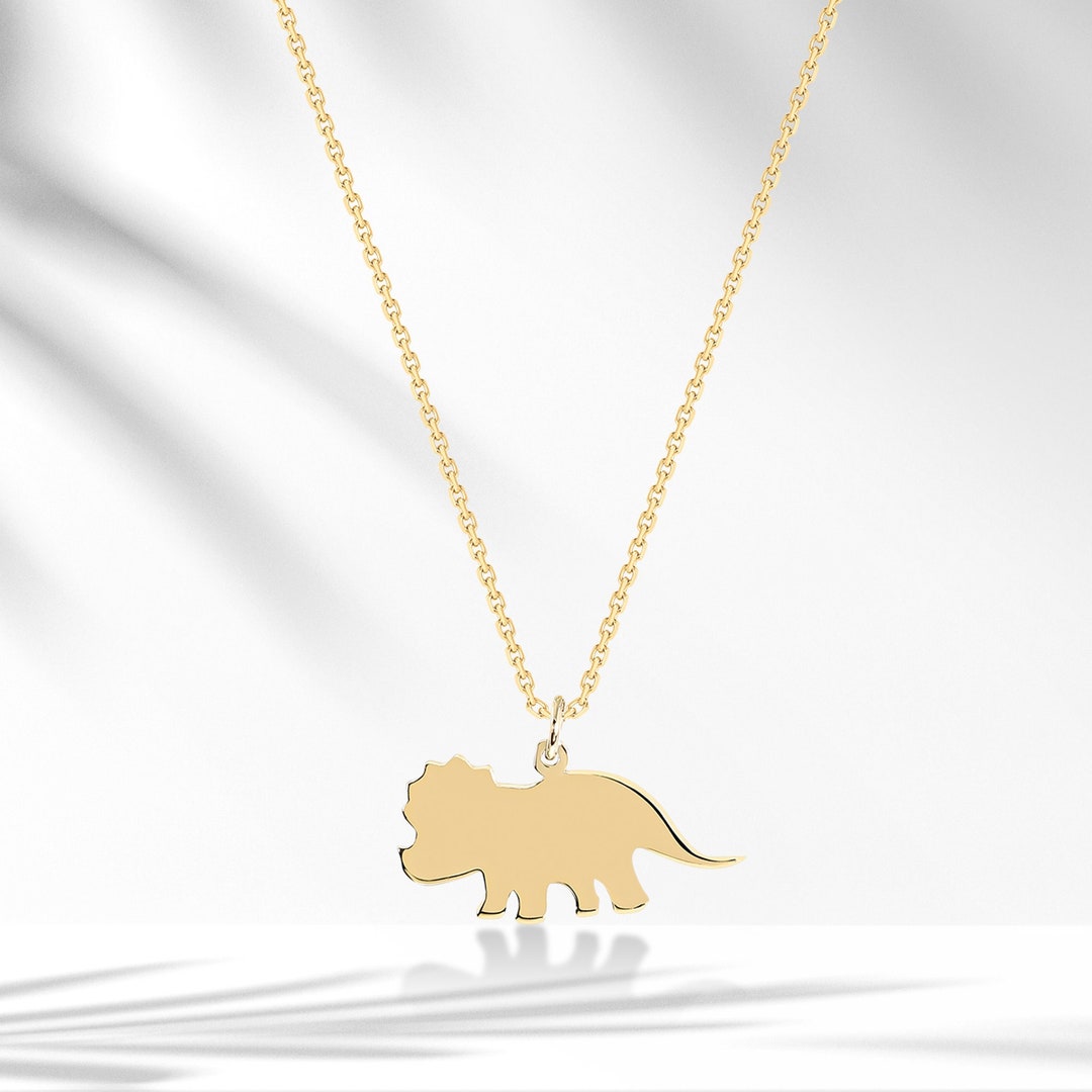8k/14k/18k Solid Gold Dinosaur Minimalist Necklace,dainty Dino Necklace ...