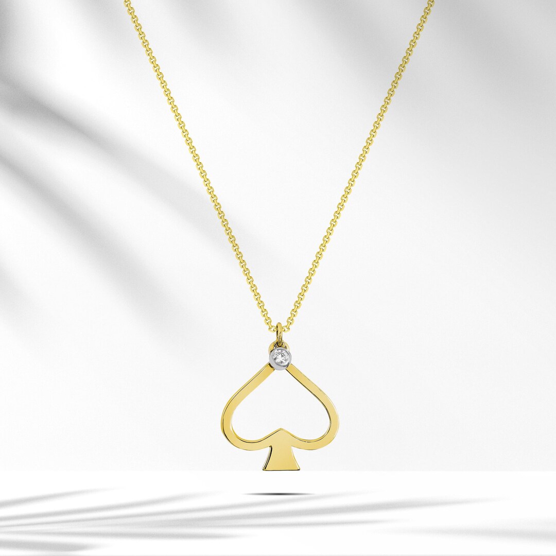 8k/14k/18k Solid Gold Spades Minimalist Diamond Necklace Gold - Etsy