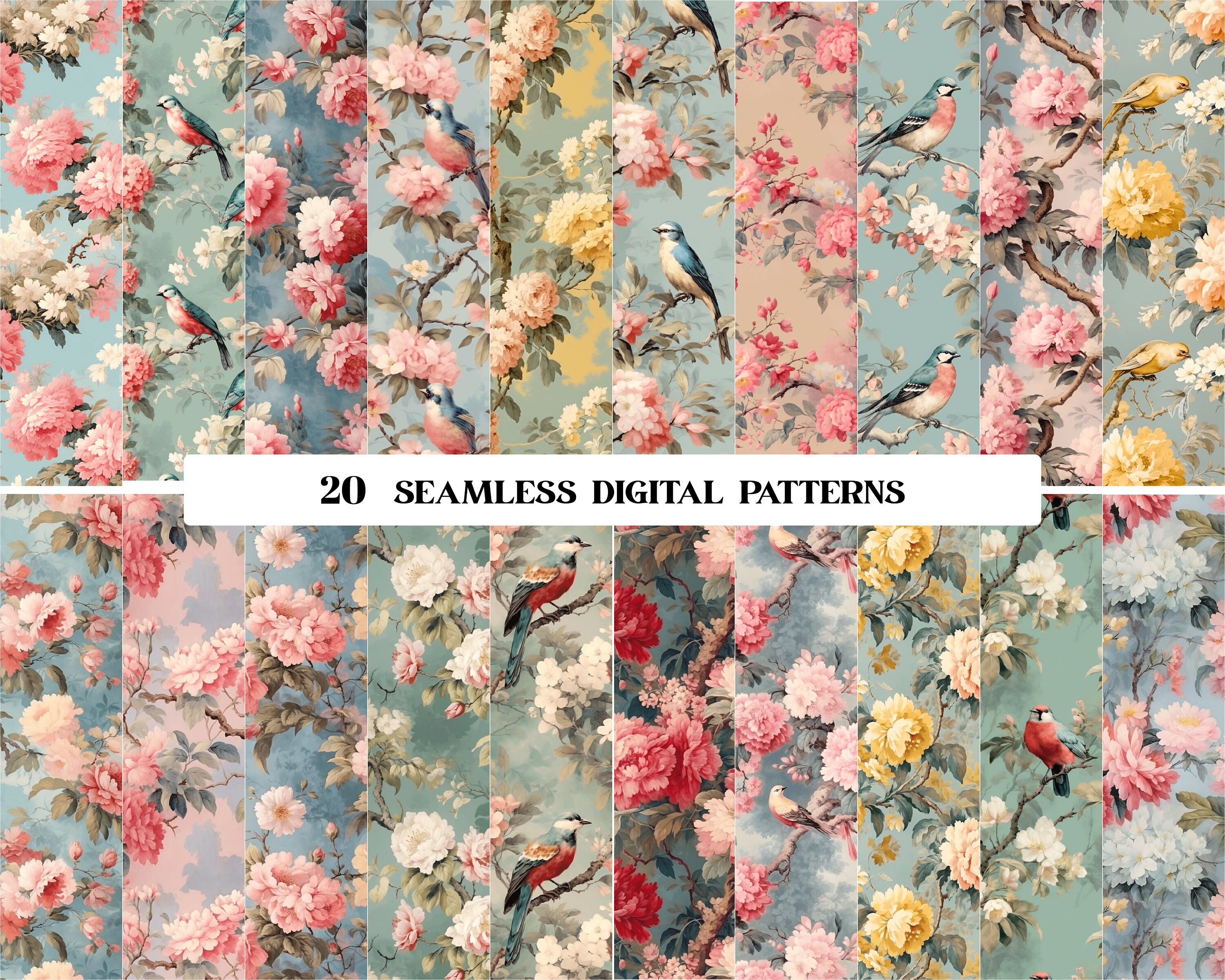 Shabby-chic Floral, DIY Gift, Watercolor Floral, Seamless Patterns ...