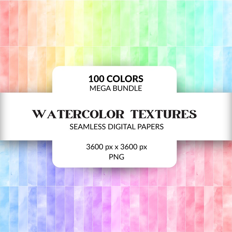 Watercolor Texture Backgrounds, Seamless Digital Papers, Commercial ...