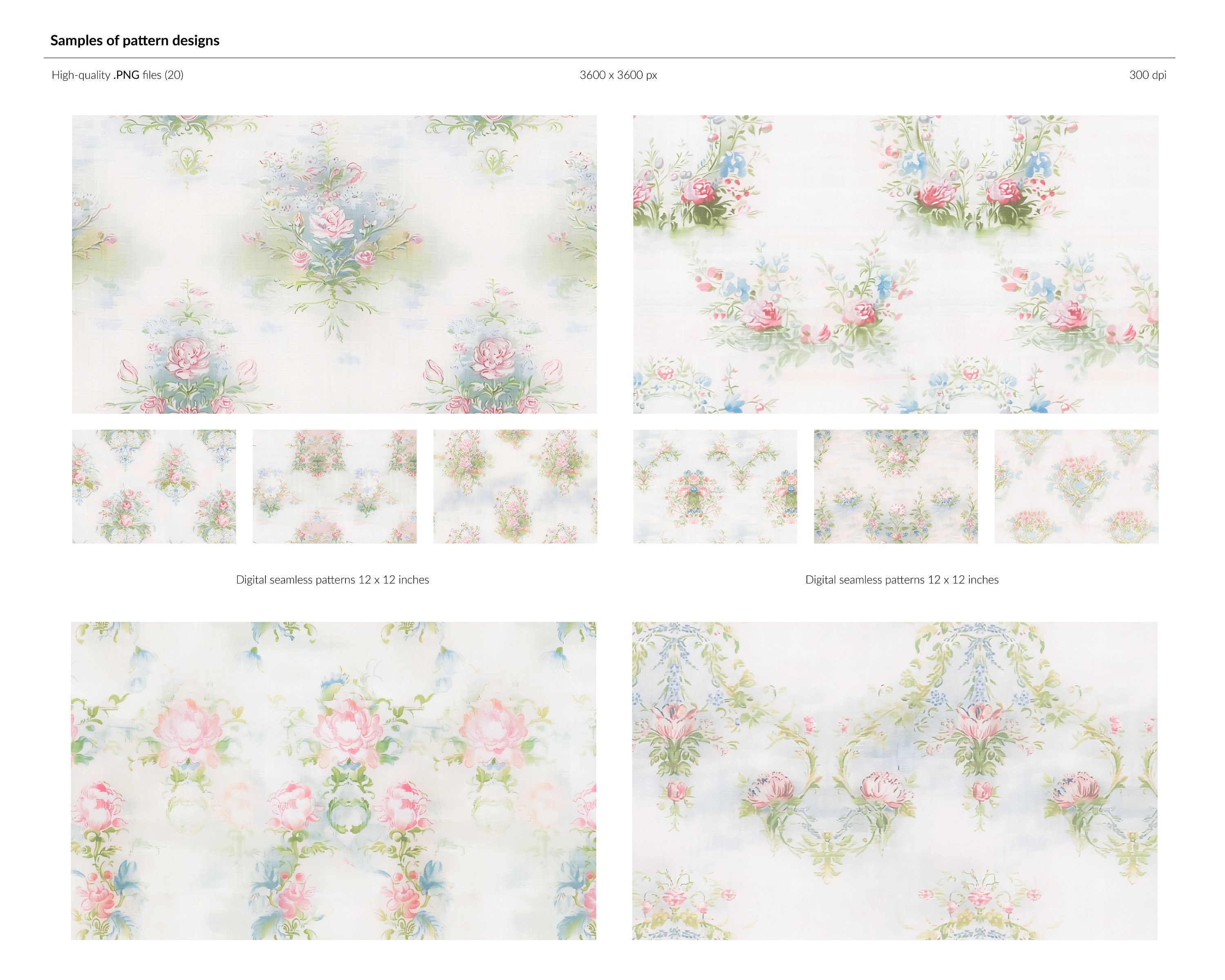 Cottagecore Digital Papers, Pastel Renaissance, Vintage Floral Fabric ...