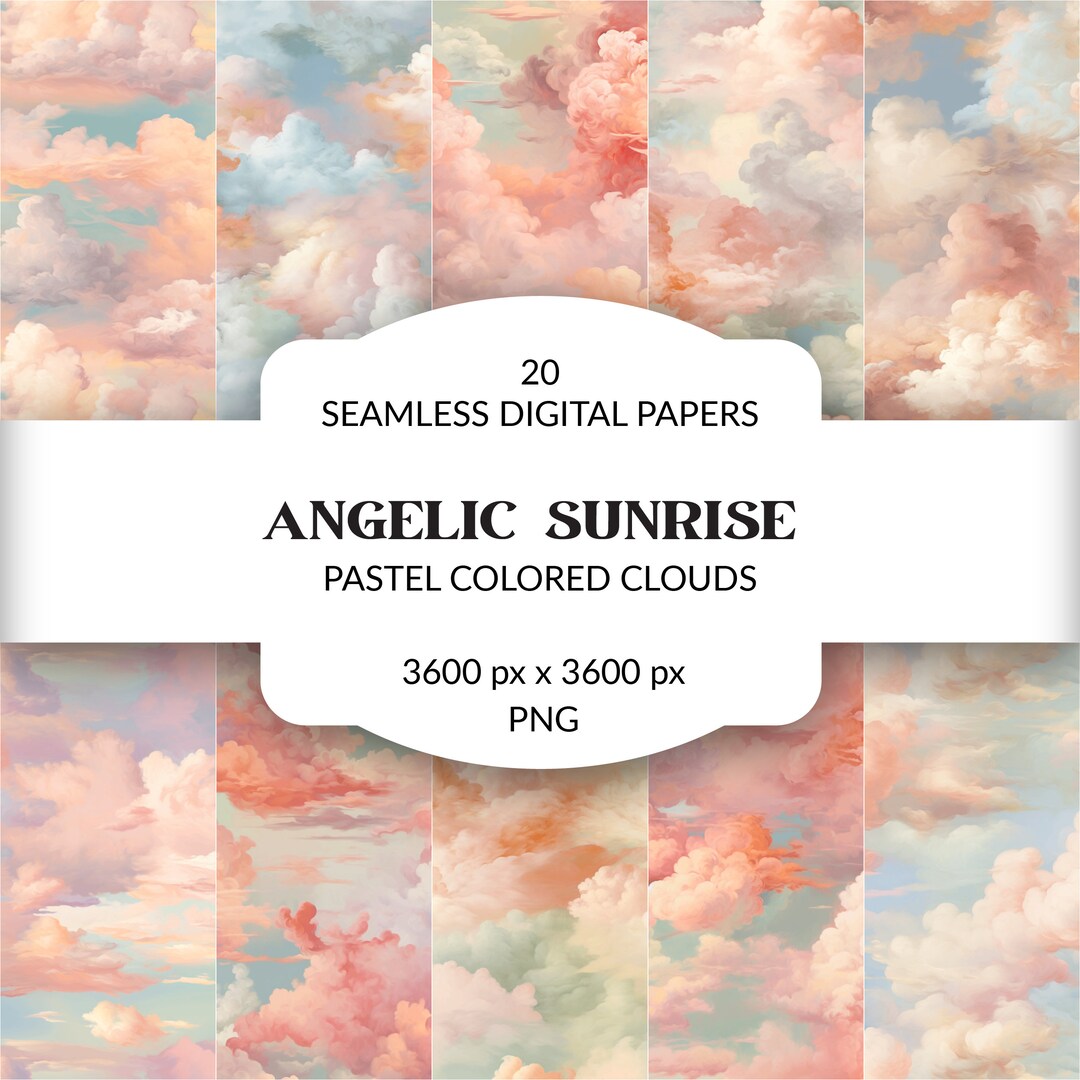 Watercolor Sunset Clouds Digital Paper: Peach Fuzz Seamless Patterns ...