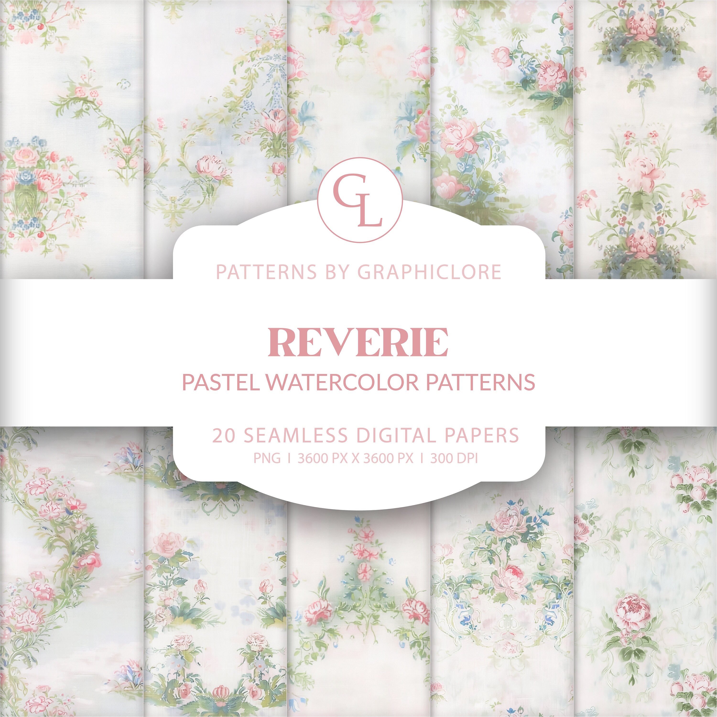 Cottagecore Digital Papers, Pastel Renaissance, Vintage Floral Fabric ...