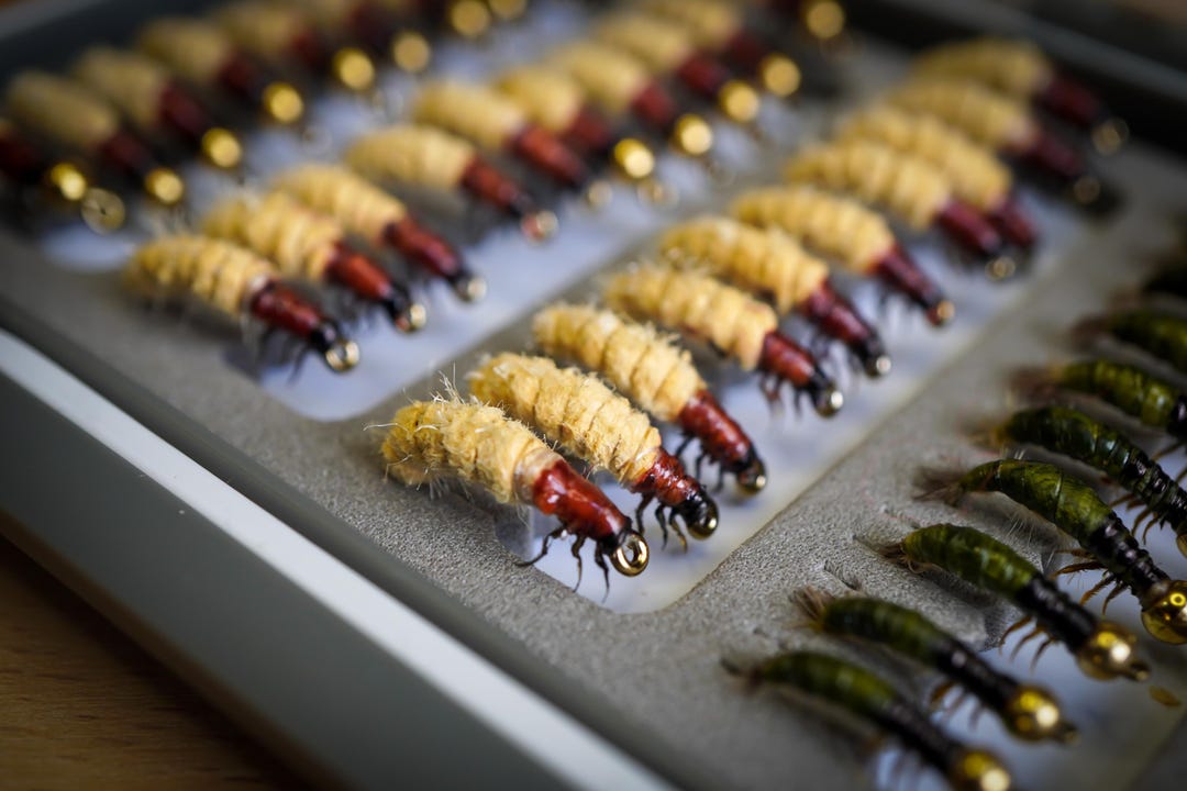 Realistic Caddis Larvae Flies With Fly Box - Hand-tied Jig Hooks - Etsy