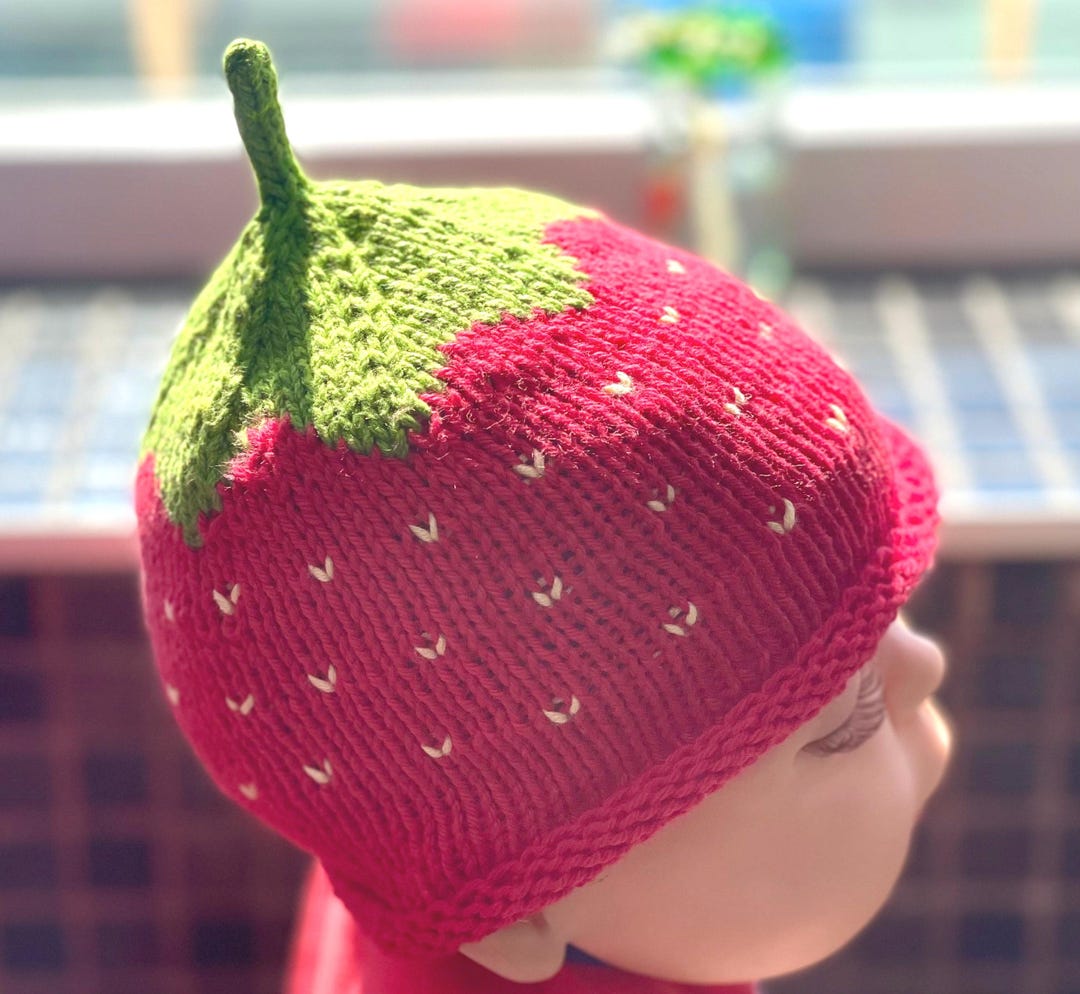 Organic Cotton Strawberry Knit Beanie: Hand-knitted Baby Hat - Etsy