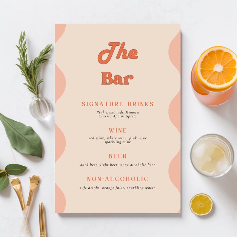 Editable Canva Bar Menu Template for Weddings, Cocktail Parties ...