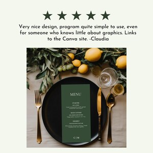 Editable Canva Menu Template for Weddings Elegant Green Digital Menu ...