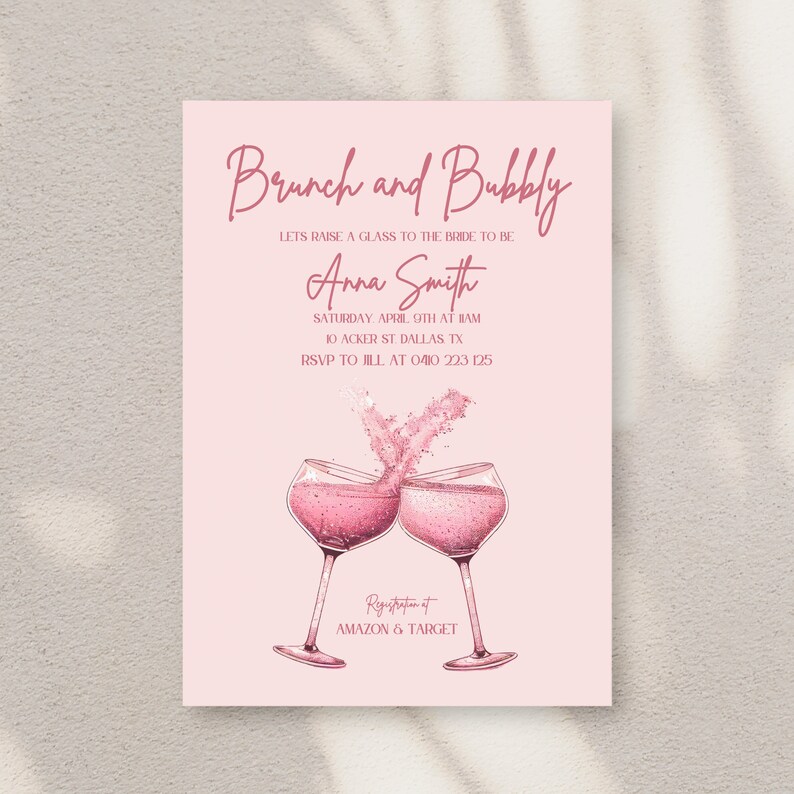 Editable Hens Party Invitation Template | Brunch and Bubbly | Printable ...