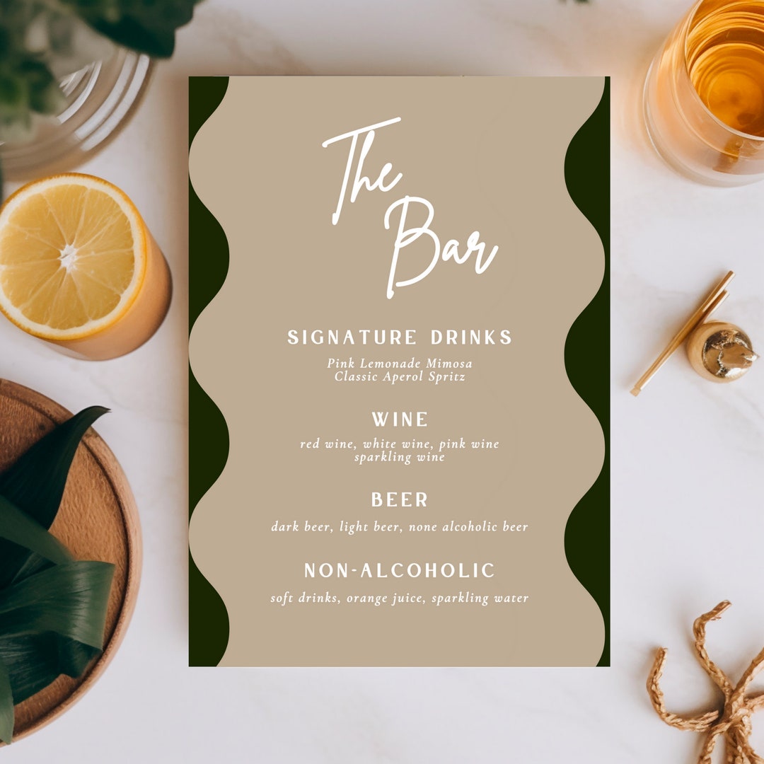 Editable Bar Menu Sign Template Instant Download Modern Elegance - Etsy