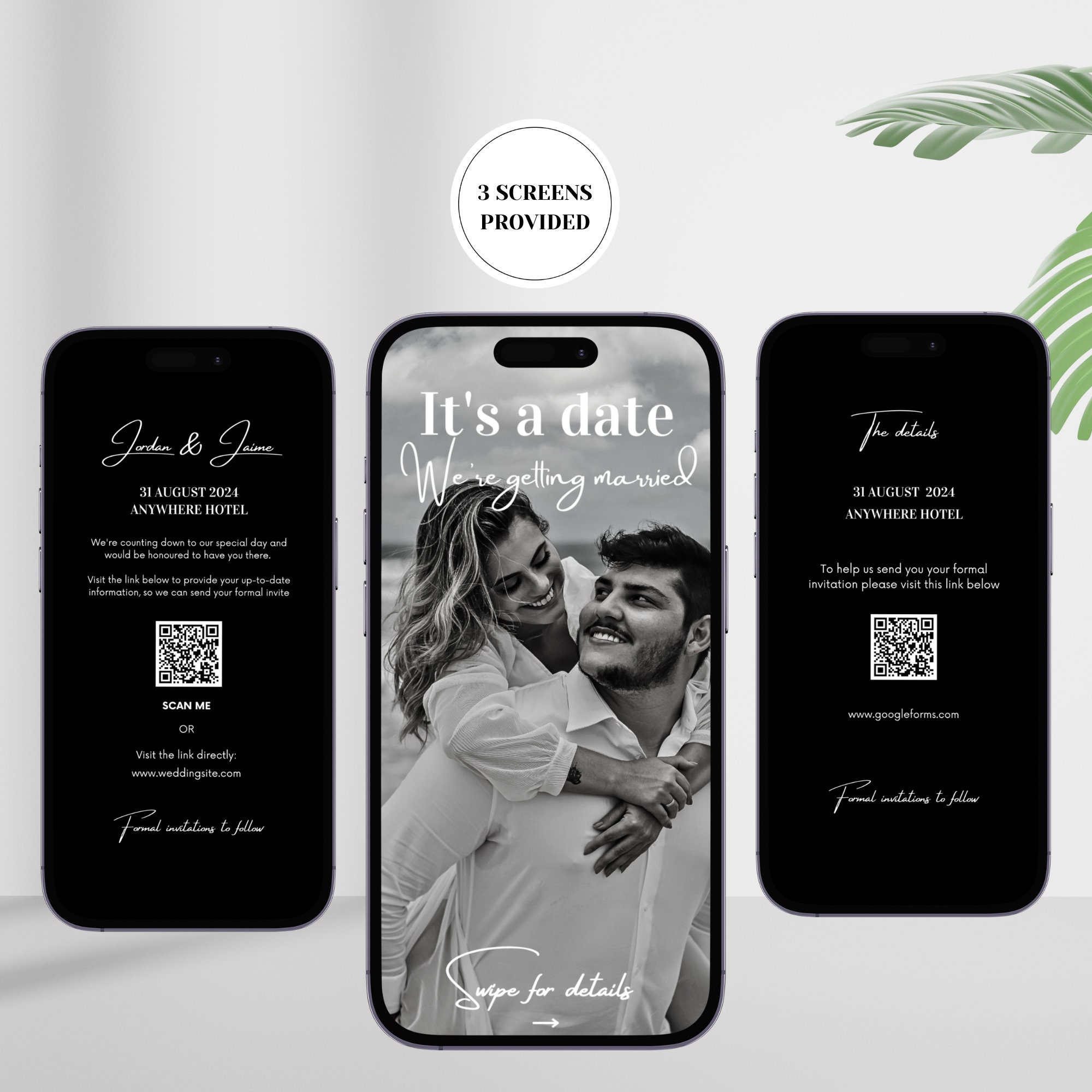 Digital Save the Date Template Editable Wedding Announcement Canva ...