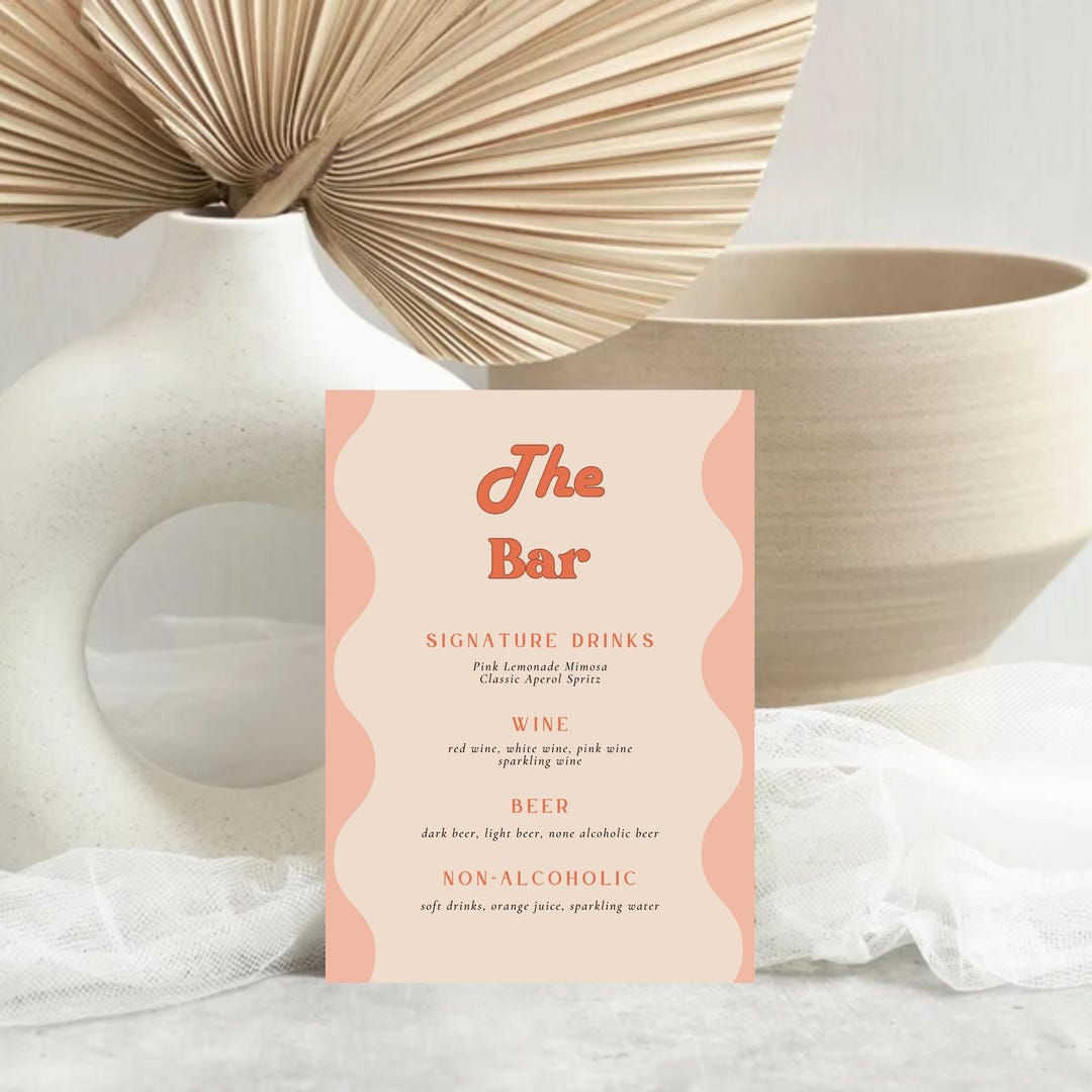 Editable Canva Bar Menu, Customizable Drink Sign, DIY Printable Wedding ...