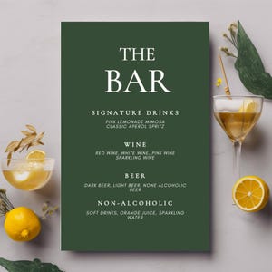 Editable Canva Bar Menu Template Minimalist Wedding Drink Sign ...