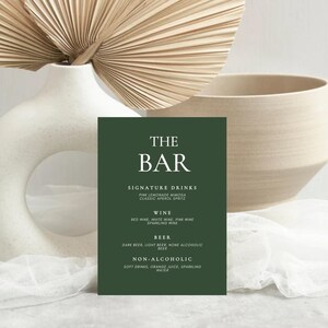 Editable Canva Bar Menu Template Minimalist Wedding Drink Sign ...