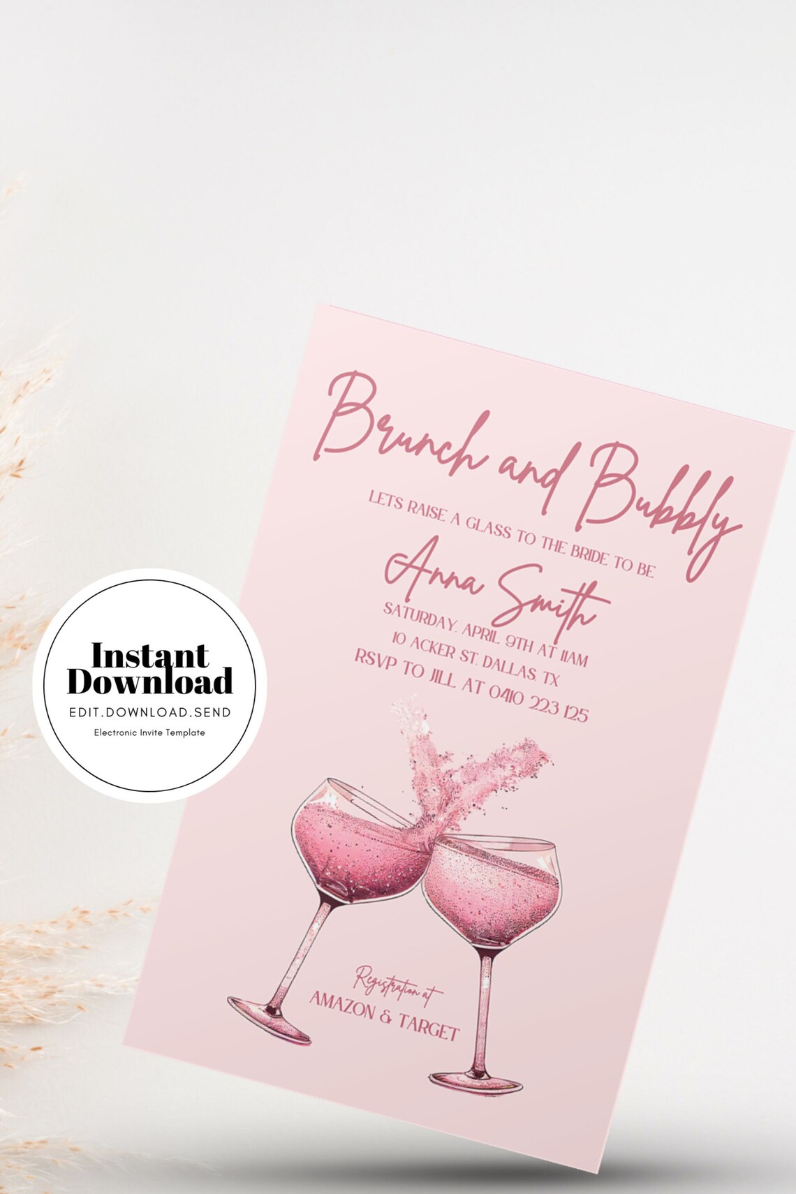Editable Hens Party Invitation Template Brunch and Bubbly Printable ...
