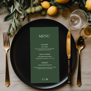 Editable Canva Menu Template for Weddings Elegant Green Digital Menu ...