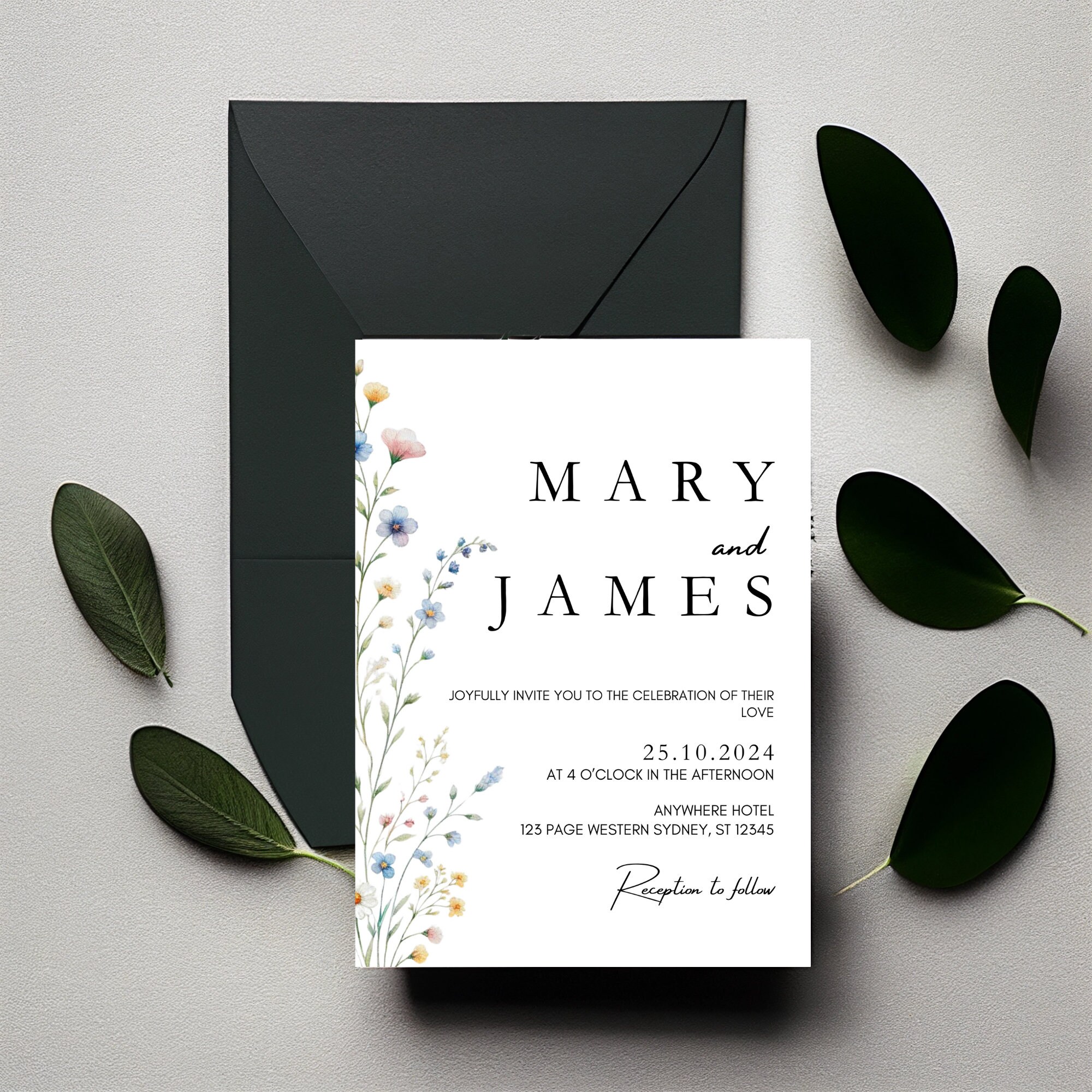 Editable Wedding Invitation Template Download Bridal Invite Design Set ...