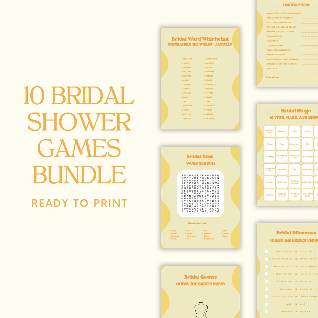 Bundle of Bridal Shower Games Fun and Interactive Activities for a ...
