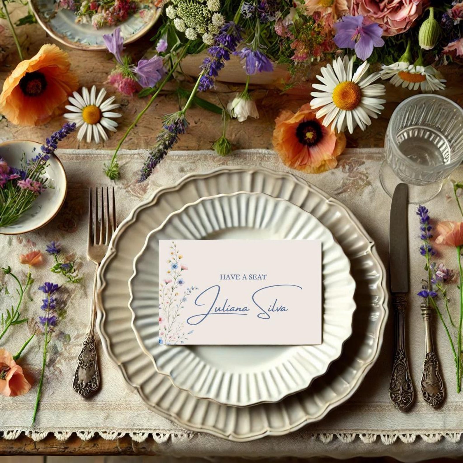 Printable Custom Name Cards for Weddings, Editable Seating Tags, Floral ...