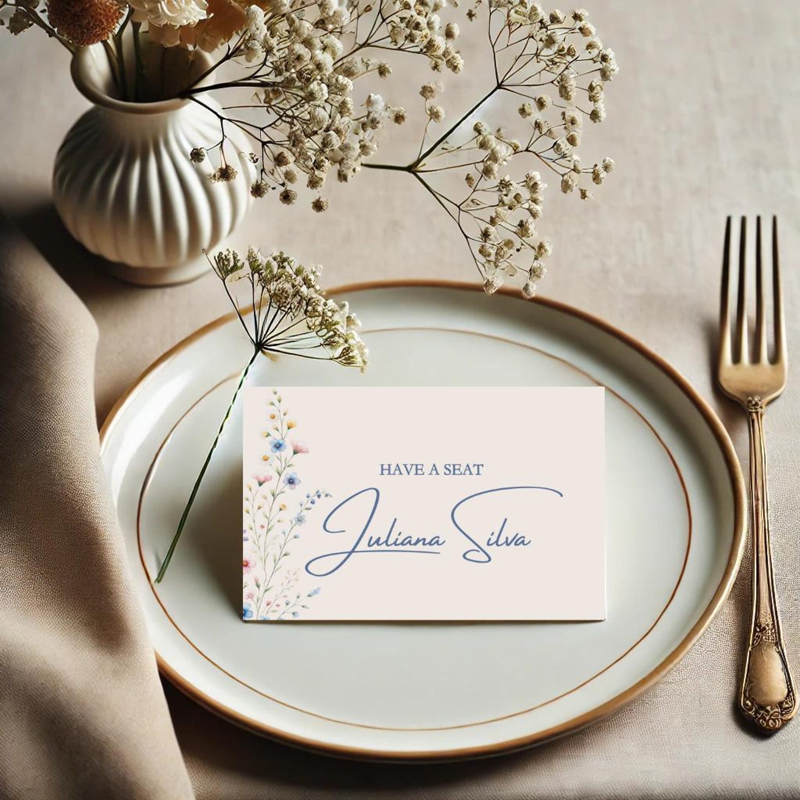 Printable Custom Name Cards for Weddings, Editable Seating Tags, Floral ...