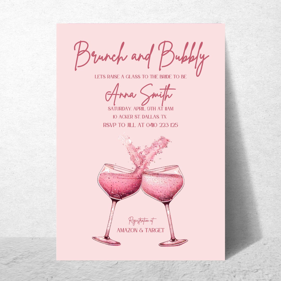 Editable Hens Party Invitation Template Brunch and Bubbly Printable ...
