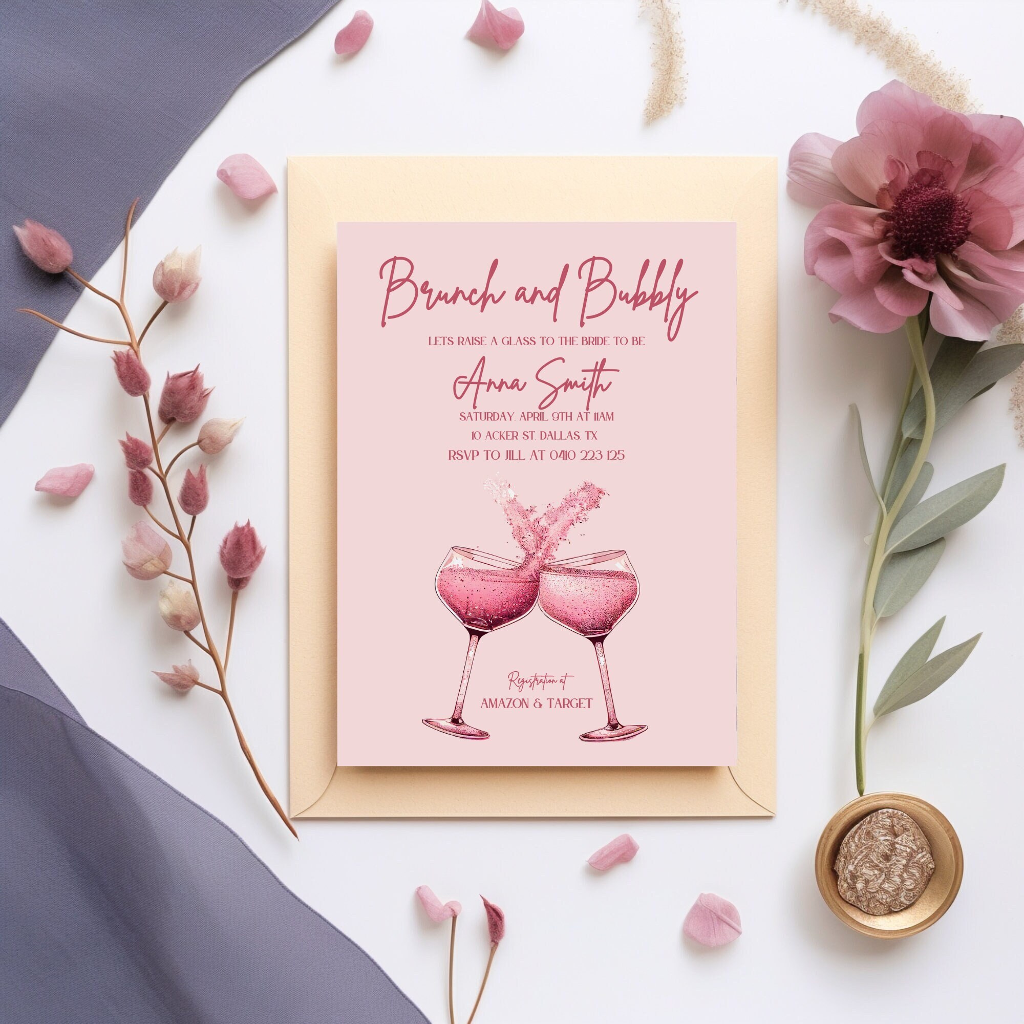 Editable Hens Party Invitation Template Brunch and Bubbly Printable ...