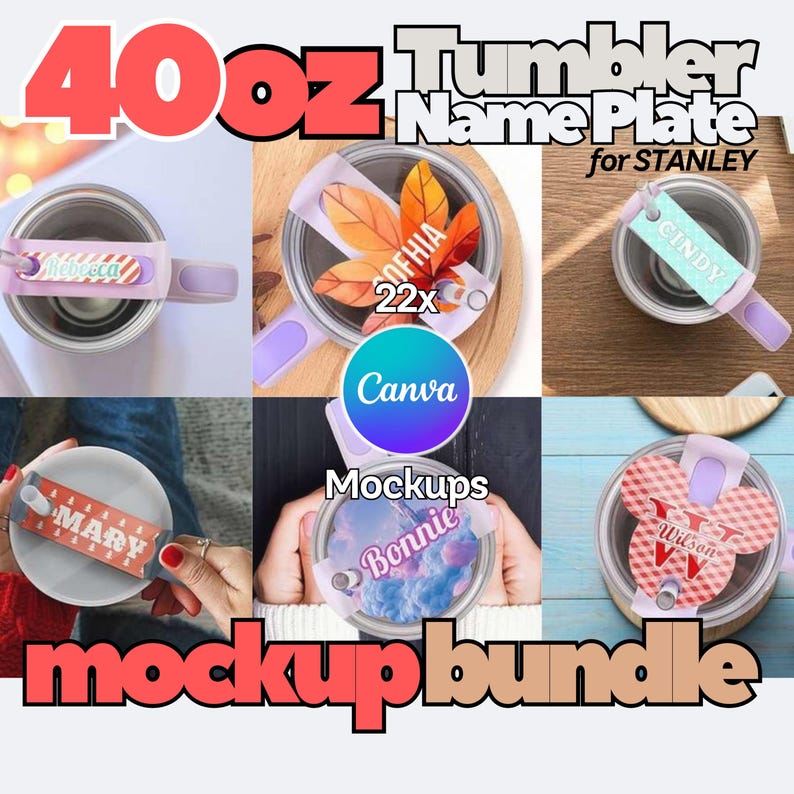 Canva 40oz Stanley Tumbler Name Plate Template Bundle Name Tag Name ...