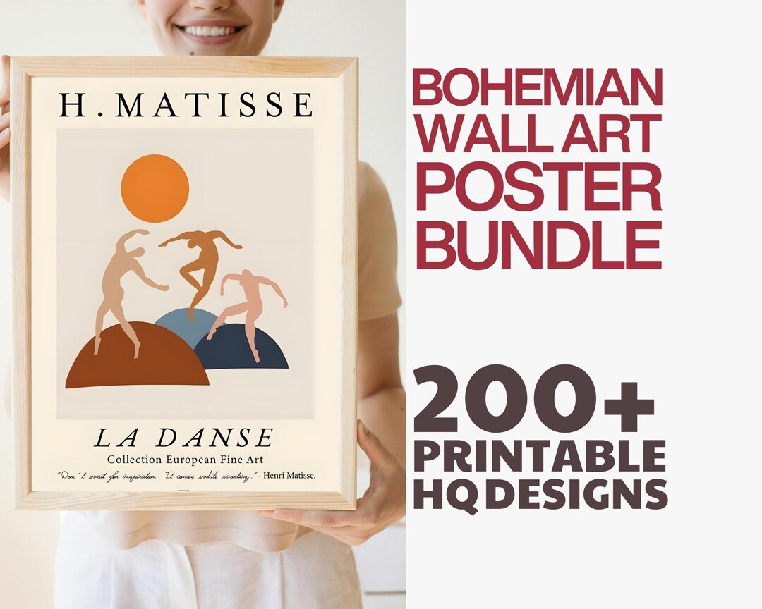 Printable Bohemian Wall Art Poster Bundle High Quality Designs Retro ...