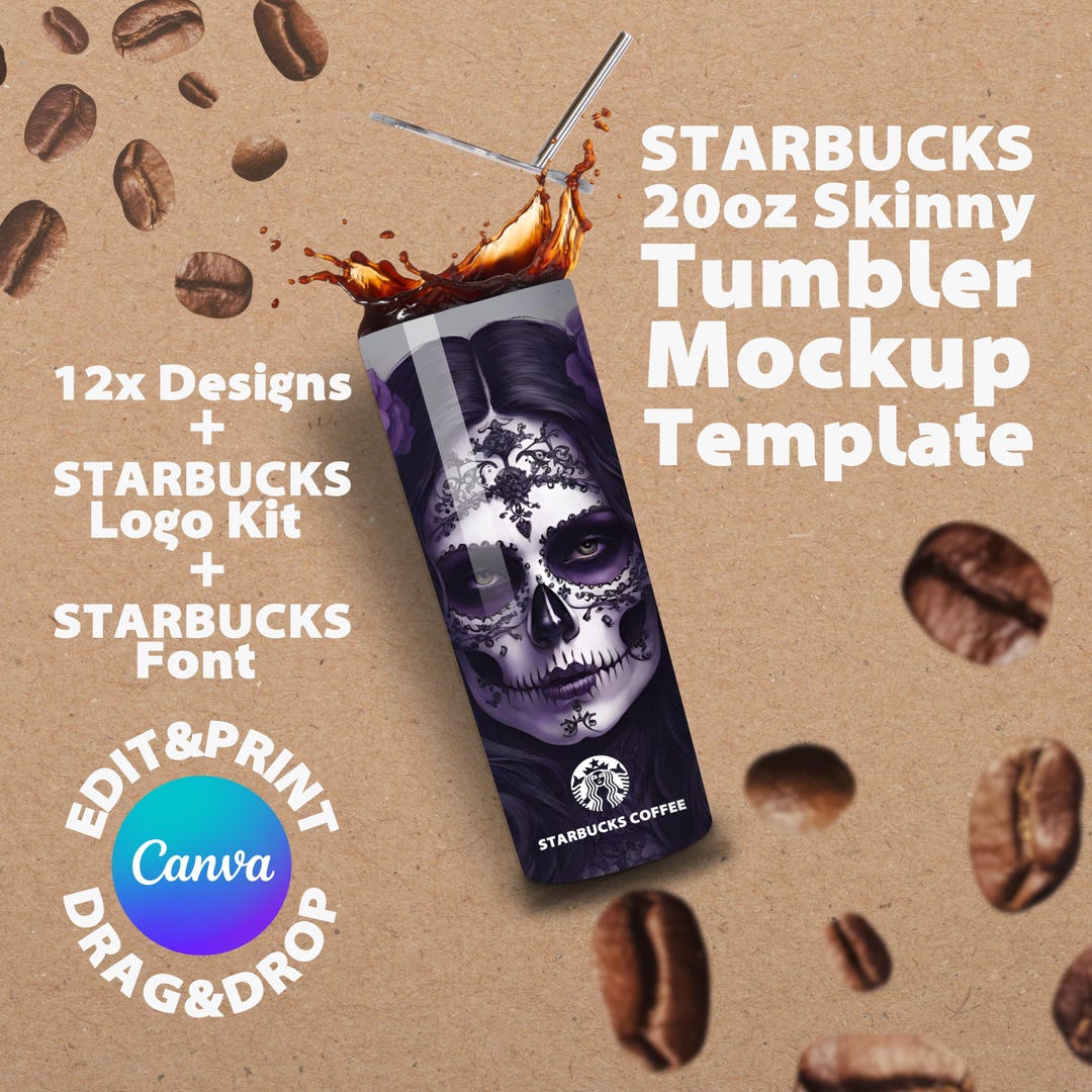 Starbucks 20oz Tumbler Mockup Template , Logo , Font and Design Bundle ...