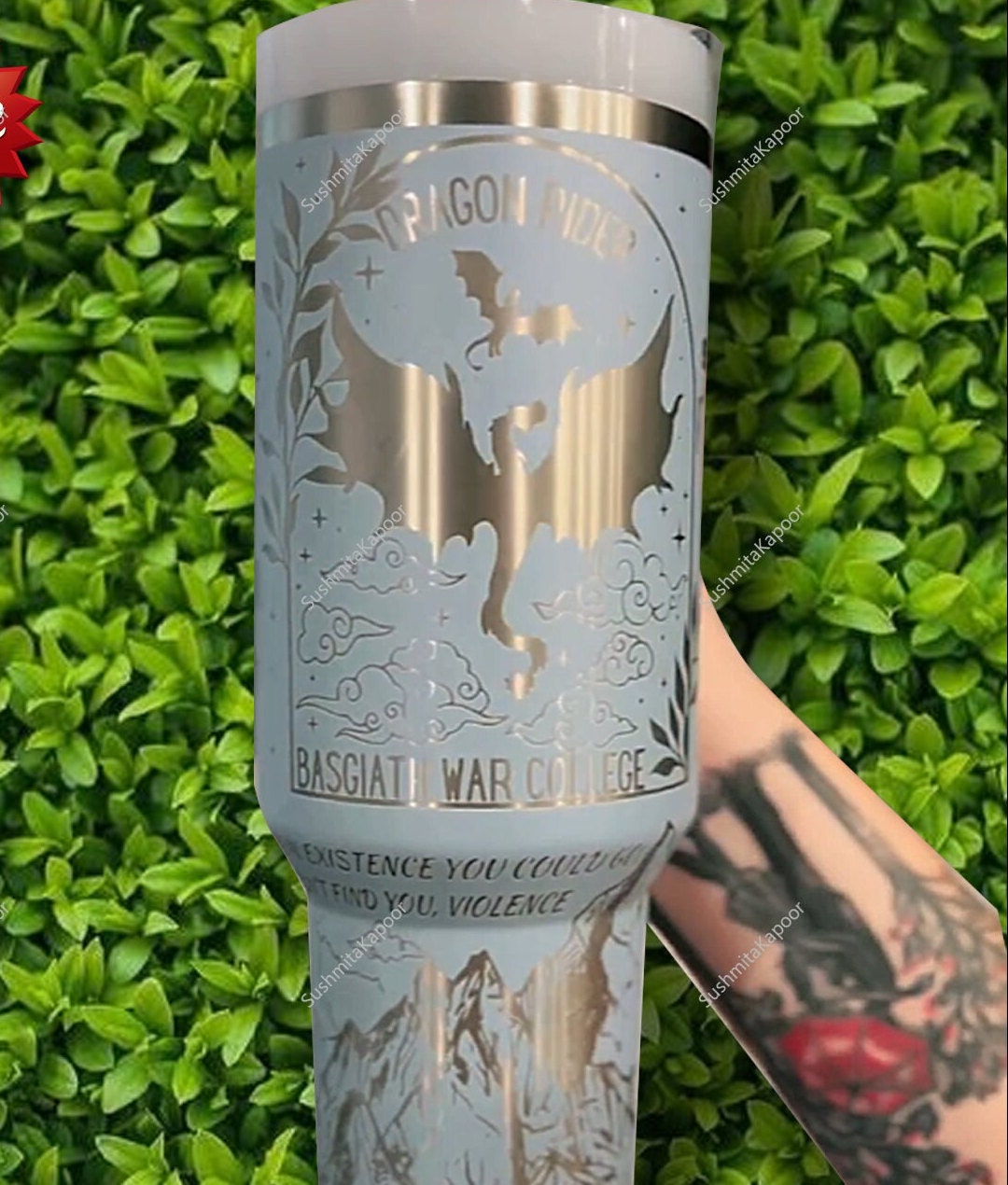 Dragon Fantasy Full Wrap Engraved 40oz Tumbler With Handle, Custom ...