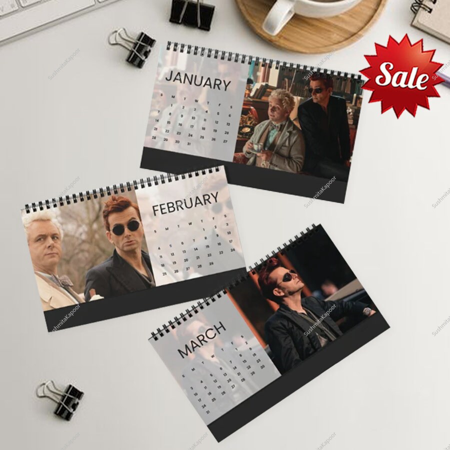 2024 David Tennant Michael Sheen Desk Calendar, Good Omens Calendar ...