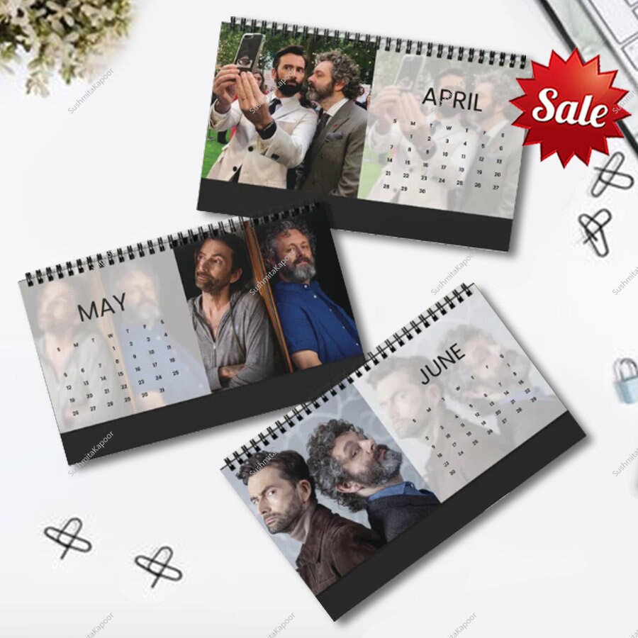 2024 David Tennant Michael Sheen Desk Calendar, Good Omens Calendar ...