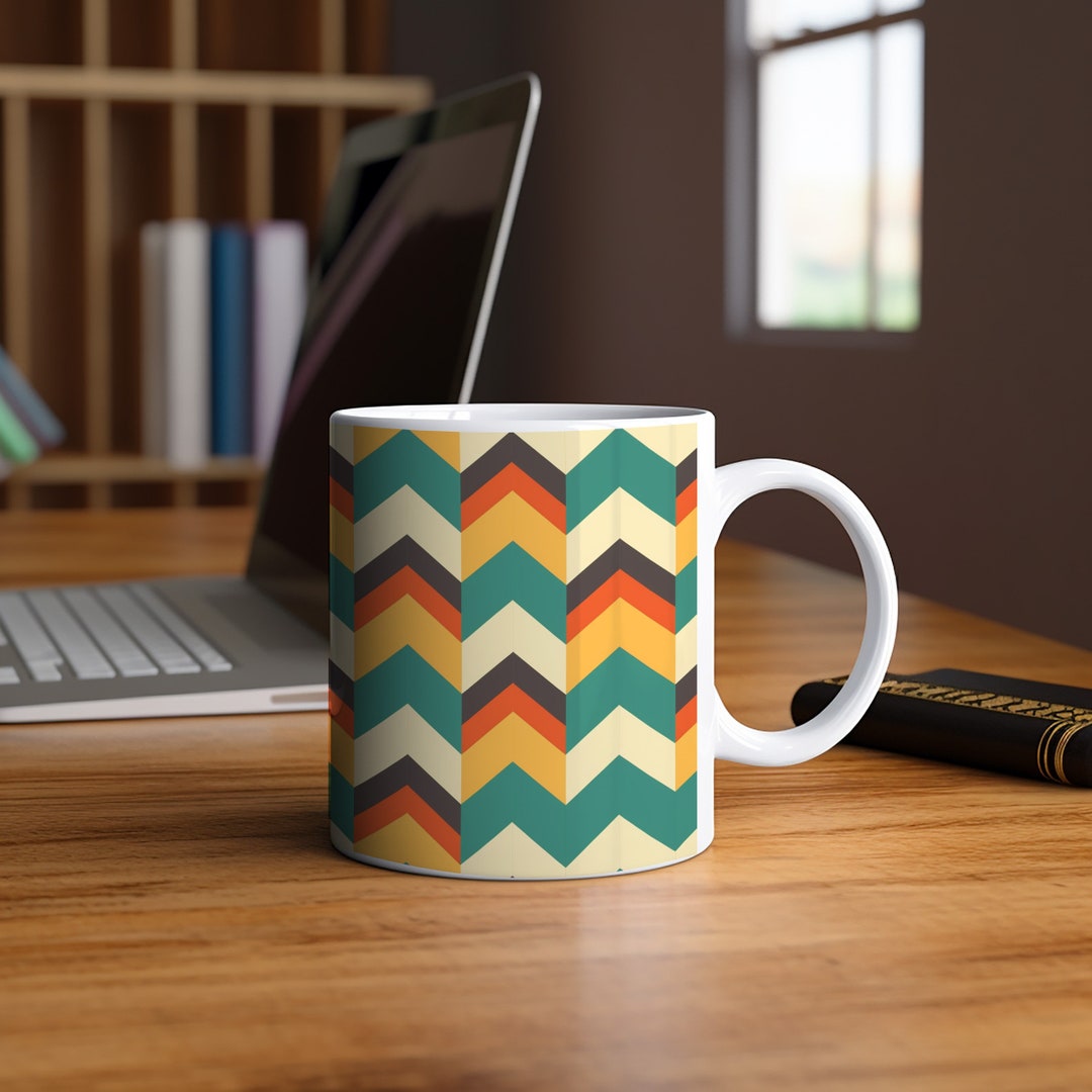 Retro Vibe 70s Mug Vintae 1970s Style Mug, White 11oz Ceramic Mug ...