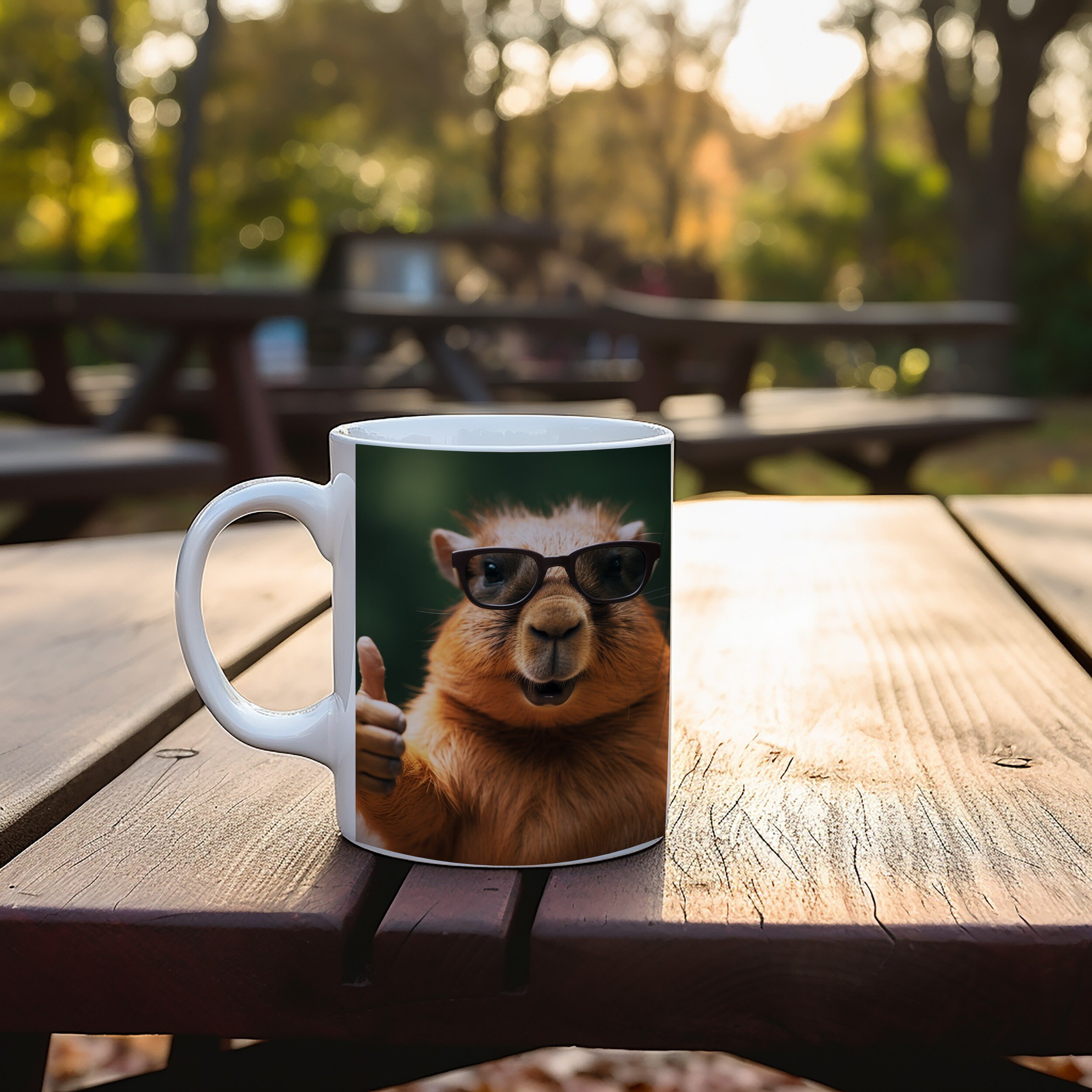 Gopher Thumbs up With Glasses Fun Animal Mug, White 11oz Ceramic Mug ...