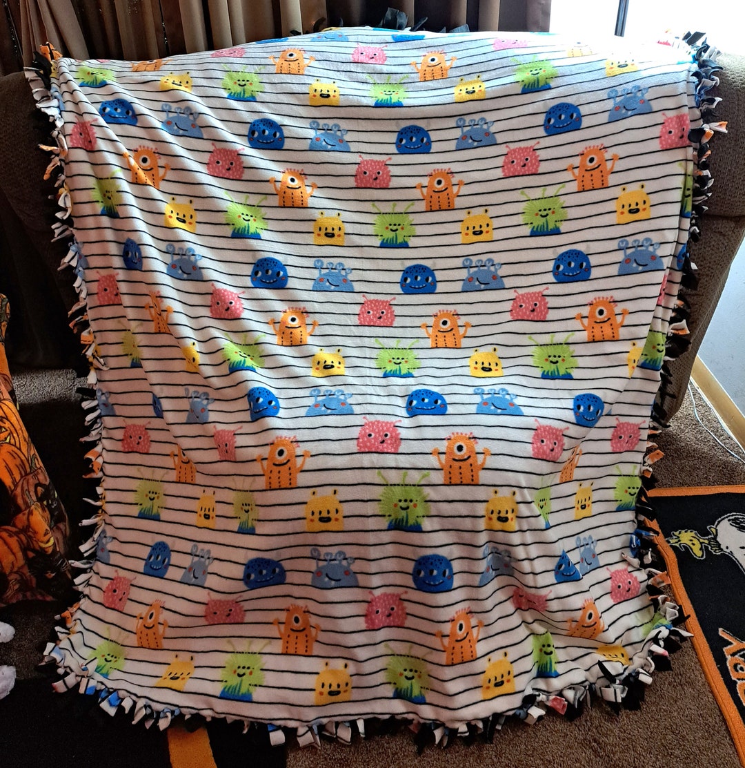 Handmade Jumbo Colorful Cute Monster Monsters No Sew Fleece Blanket - Etsy