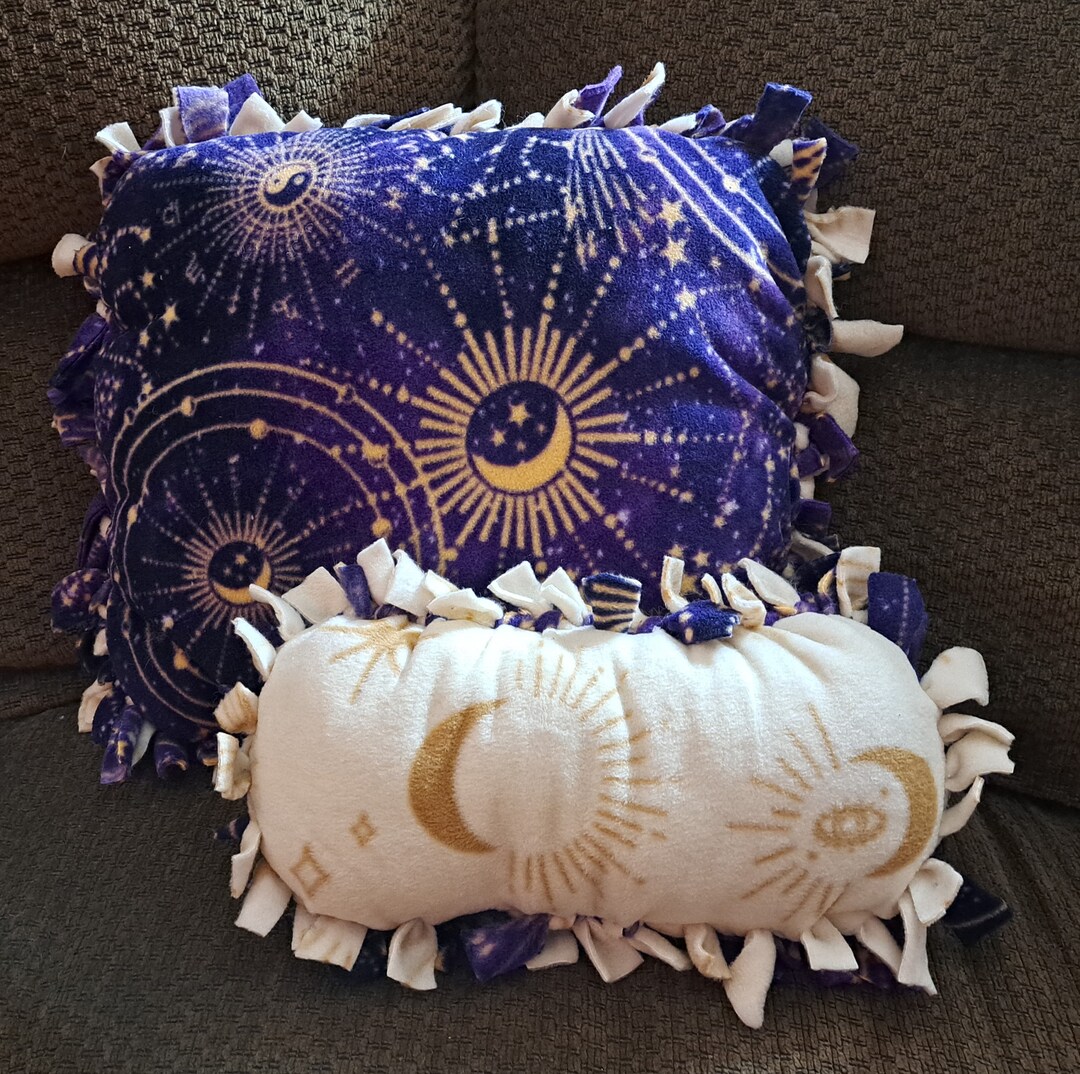 Set of 2 Handmade Double Sided No Sew Purple Celestial Zodiac Sun Moon ...