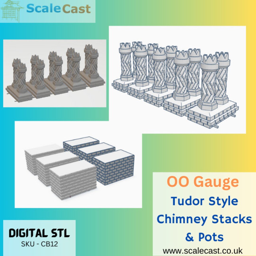 Tudor Chimney Stack and Pots Style 3 Digital Download STL CB12 - Etsy