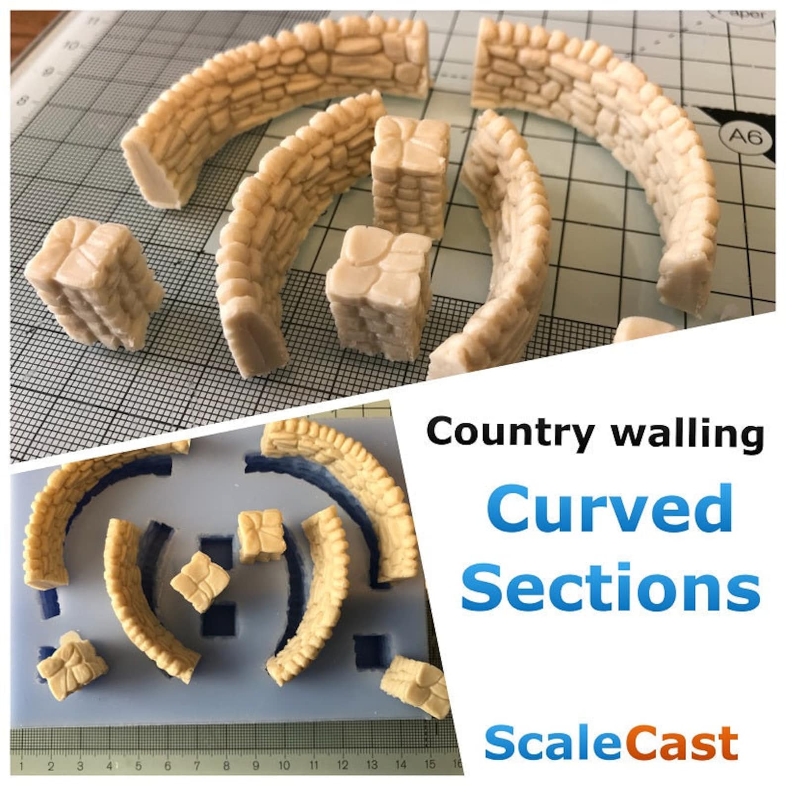 DT39 Country Walling Curved Sections - Model Railway Scenery OO Scale ...