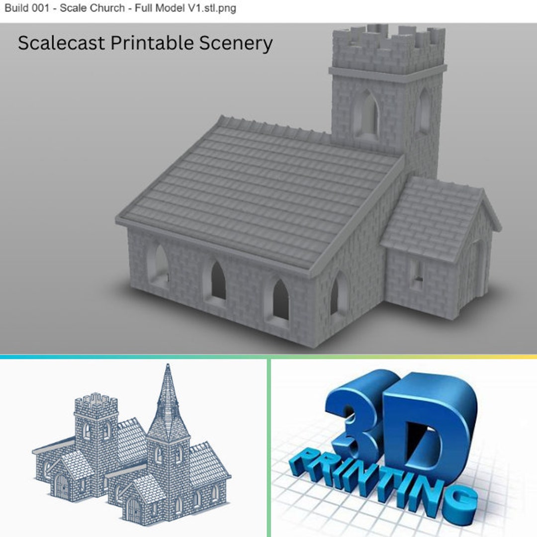Model Church 3D Printable Digital Download Model Railways and Wargames ...