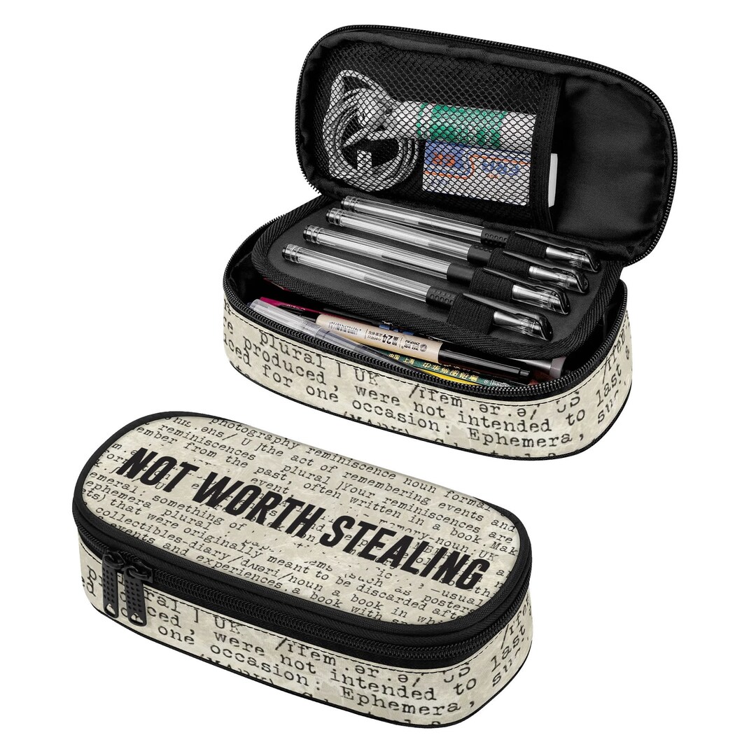 NOT WORTH Stealing Pencil Case With Text Design. Craft Supply Storage ...