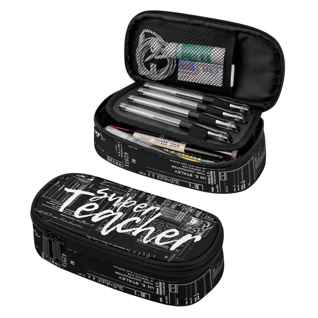 SUPER TEACHER Pencil Case With Text Design. Craft Supply Storage Pouch ...