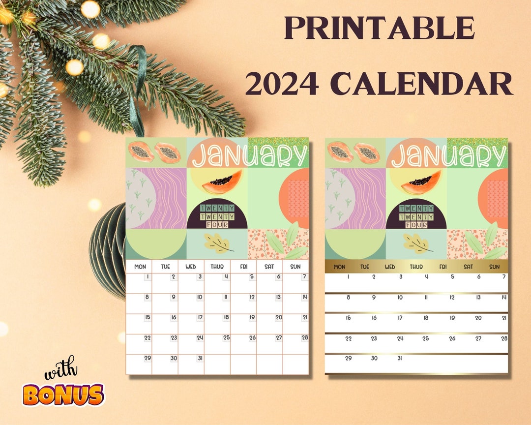 Peach Fuzz Colored Printable Calendar 2024, Printable Month Calendar ...