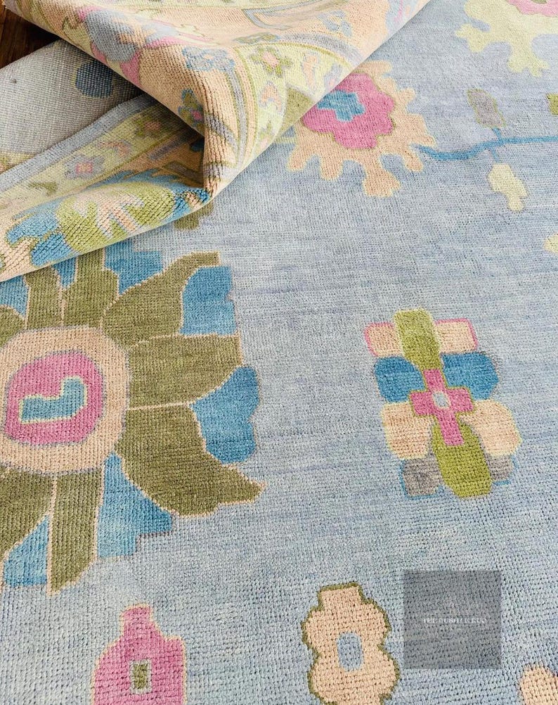 Oushak Rugs Living Room Pastel Oushak Rug 8x10 9x12 Custom Oushak ...