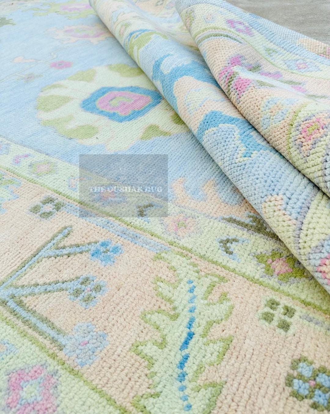 Oushak Rugs Living Room Pastel Oushak Rug 8x10 9x12 Custom Oushak ...