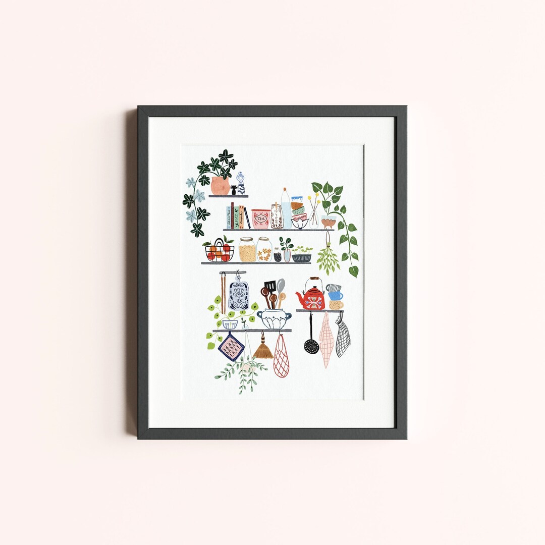 Kitchen Utensils Illustration Wall Art Print, Poster for Kitchen Wall ...