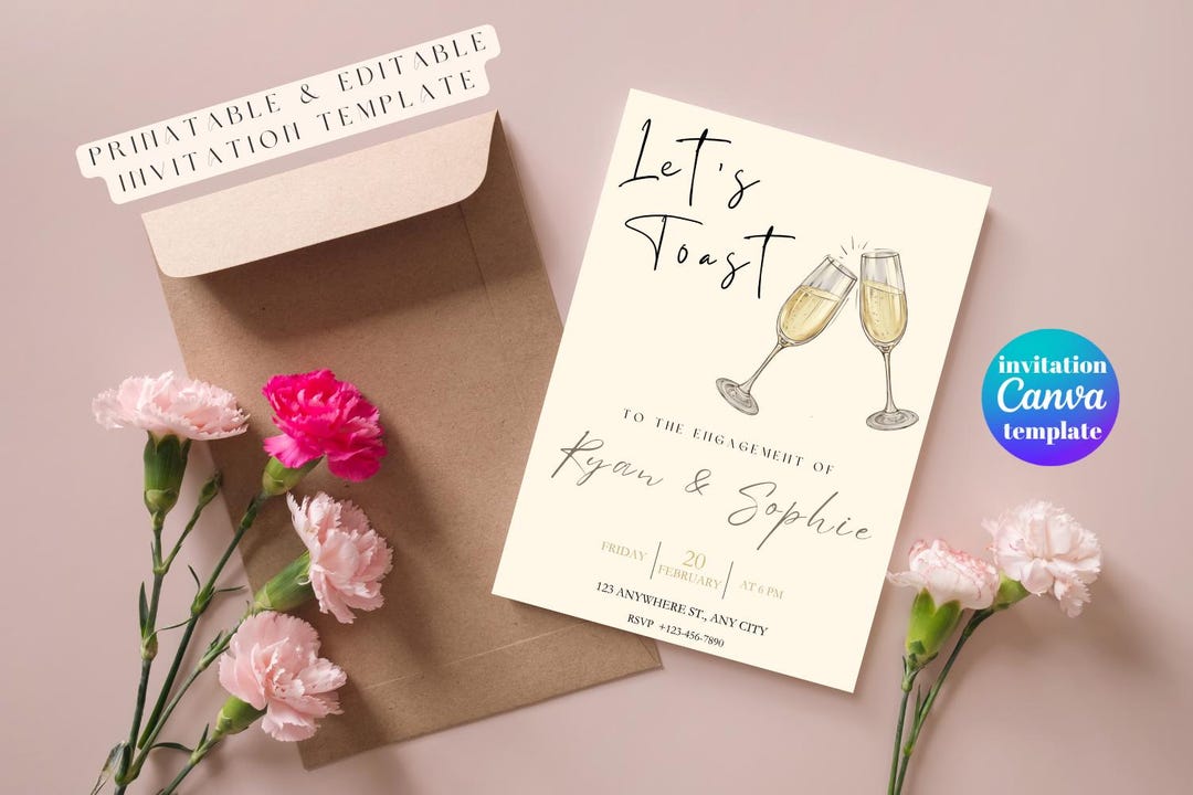 Let's Toast Engagement Party Invitation - Etsy