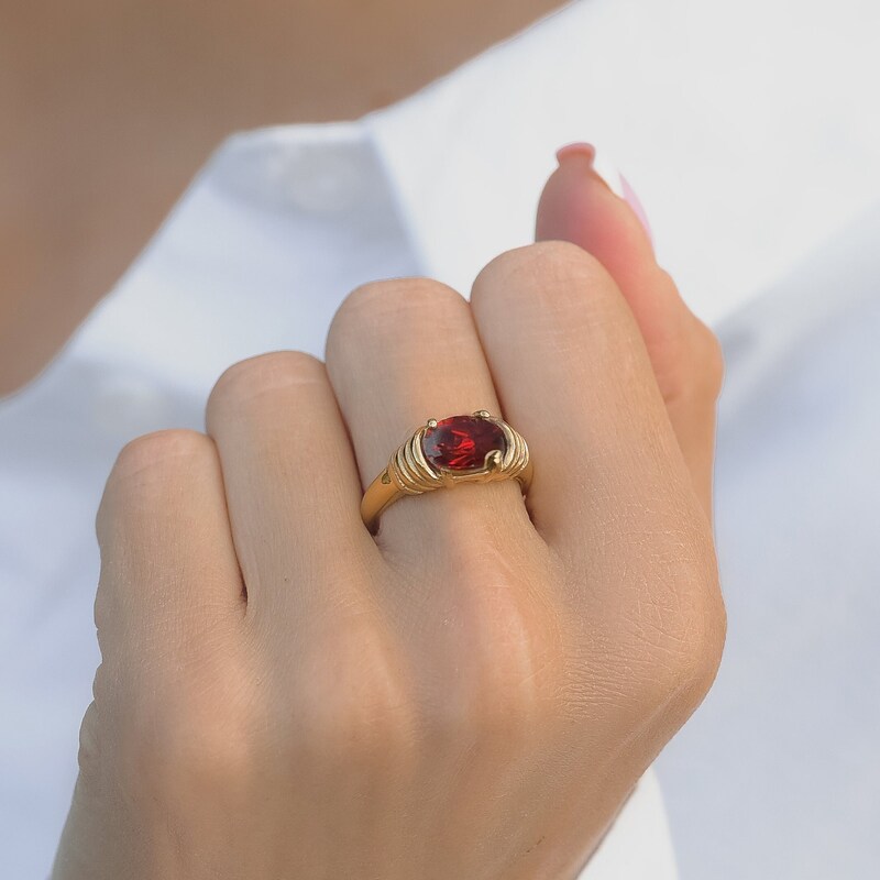 Red Stone Rings in Gold - Etsy