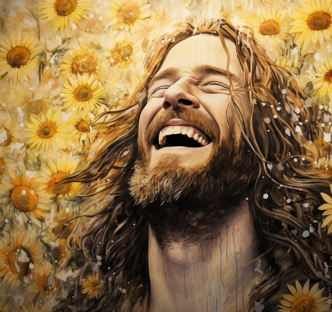 Divine Blooms: Jesus Among the Flowers Jesus' Portrait - Etsy