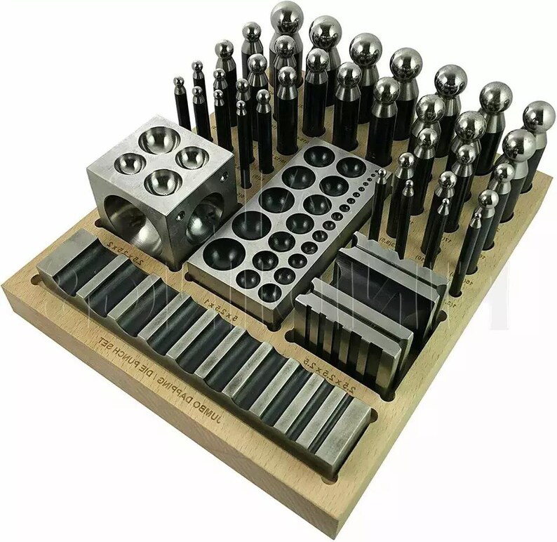 40pcs Jumbo Doming Block & Punch Set Made of Steel Dapping Die Jeweller ...