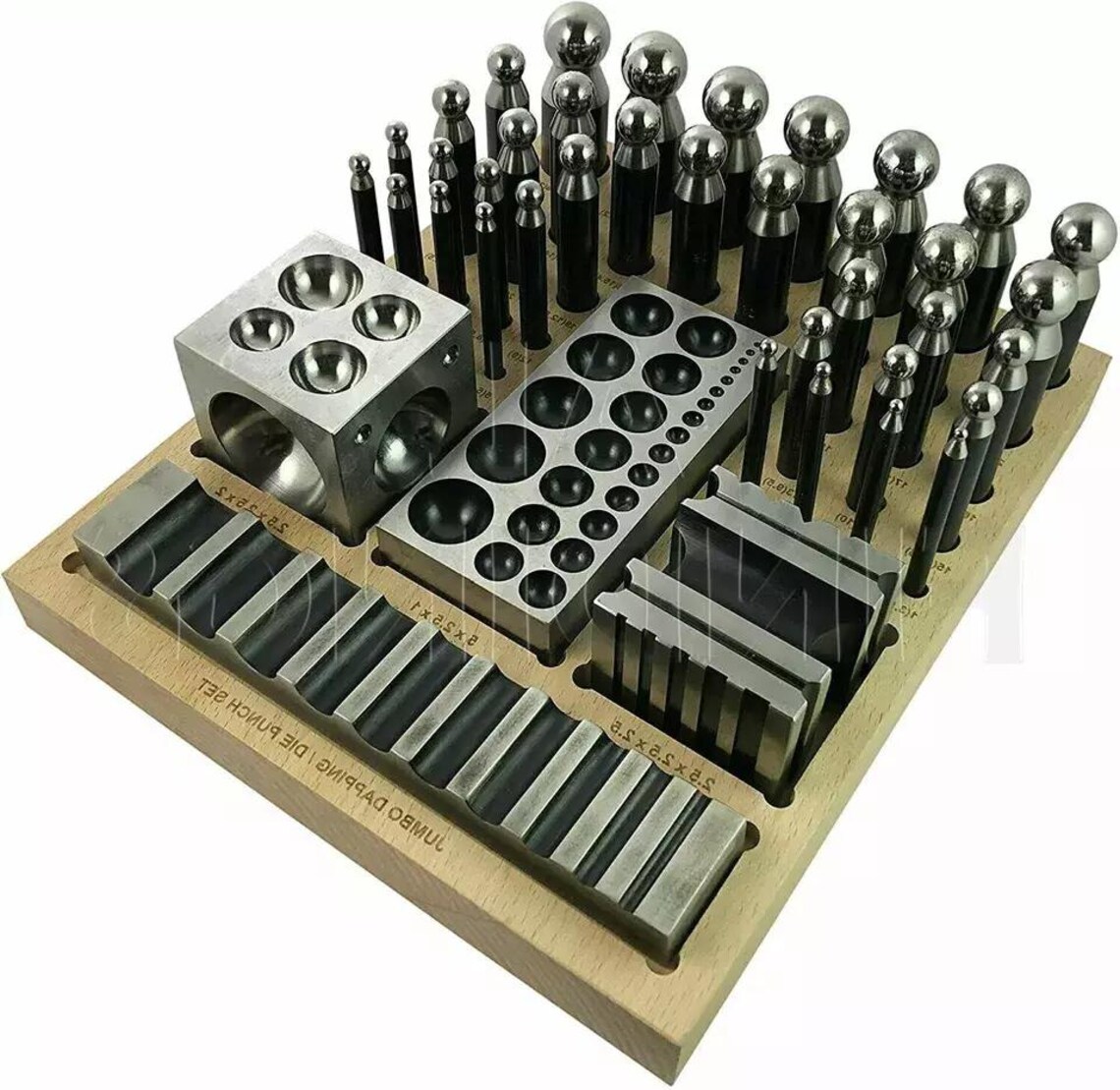 40pcs Jumbo Doming Block & Punch Set Made of Steel Dapping Die Jeweller ...