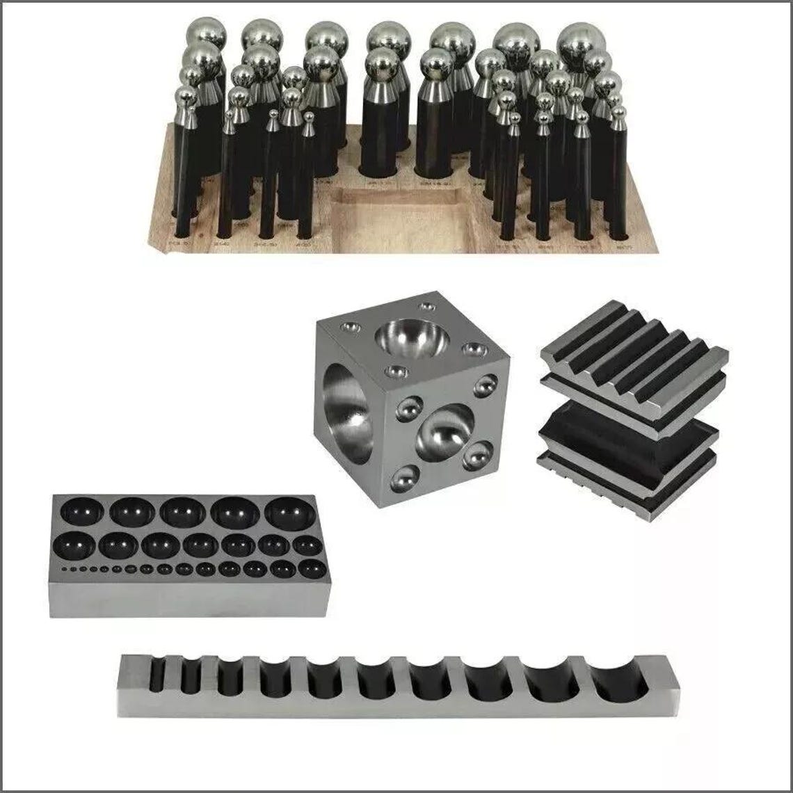 40pcs Jumbo Doming Block & Punch Set Made of Steel Dapping Die Jeweller ...